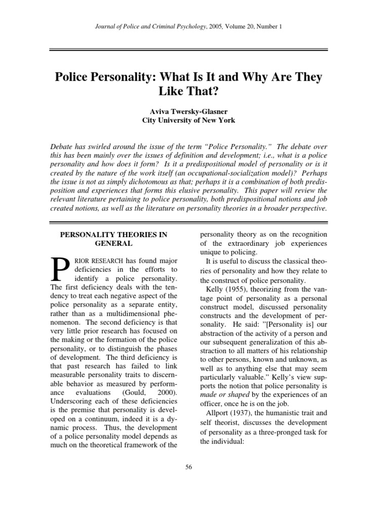 Police Personality Formation and Traits | PDF | Personality Psychology ...