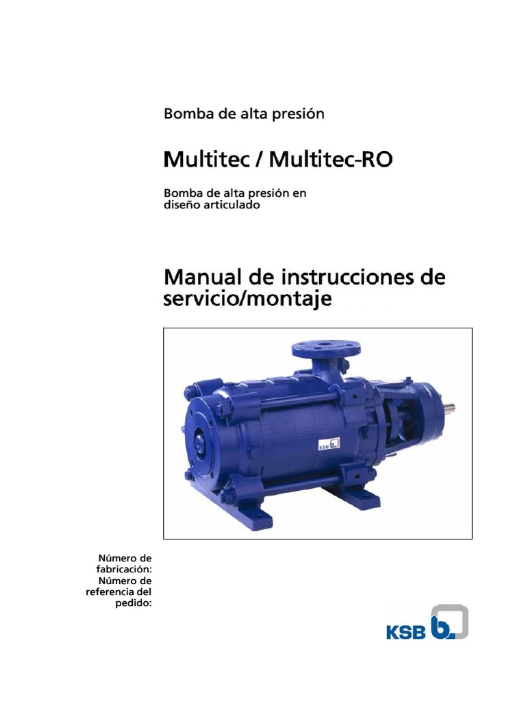 Manual de Montaje Bomba KSB Multitec Espaol | PDF