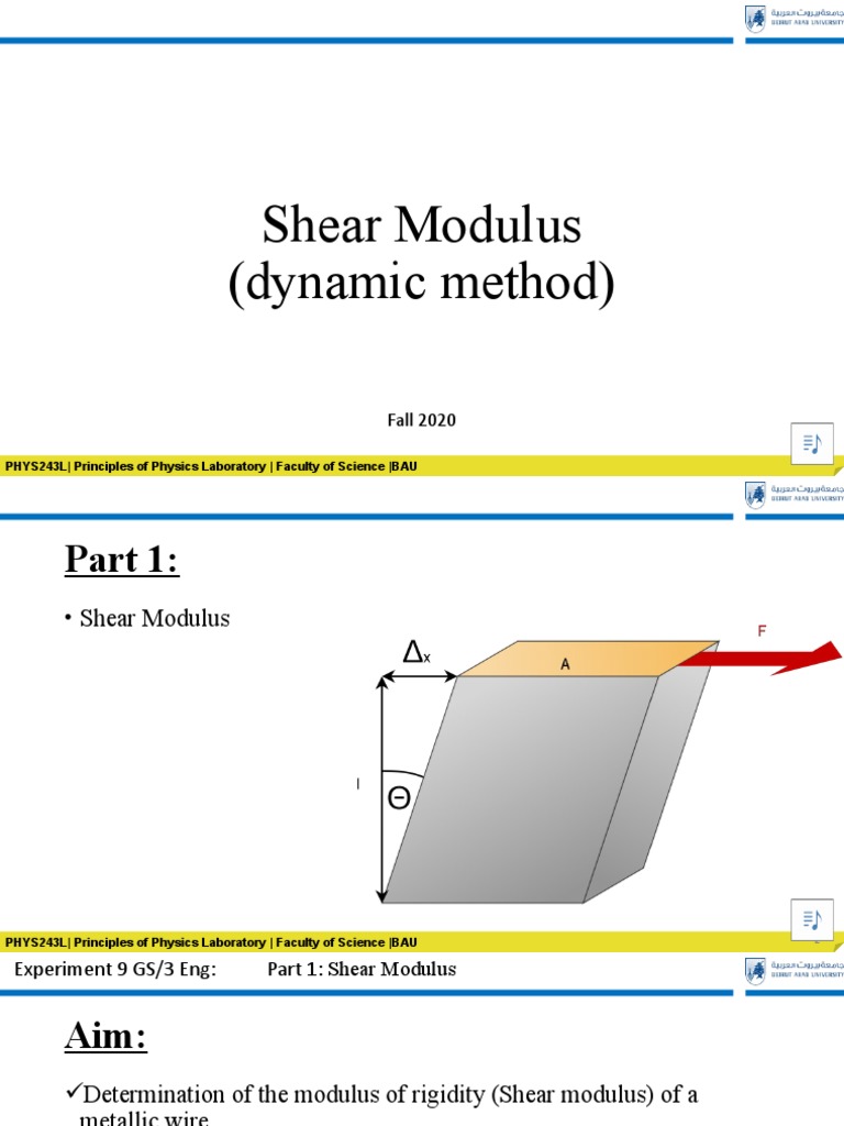 Exp. 6-Shear Modulus (Dynamic Method) | PDF | Physics | Rotation