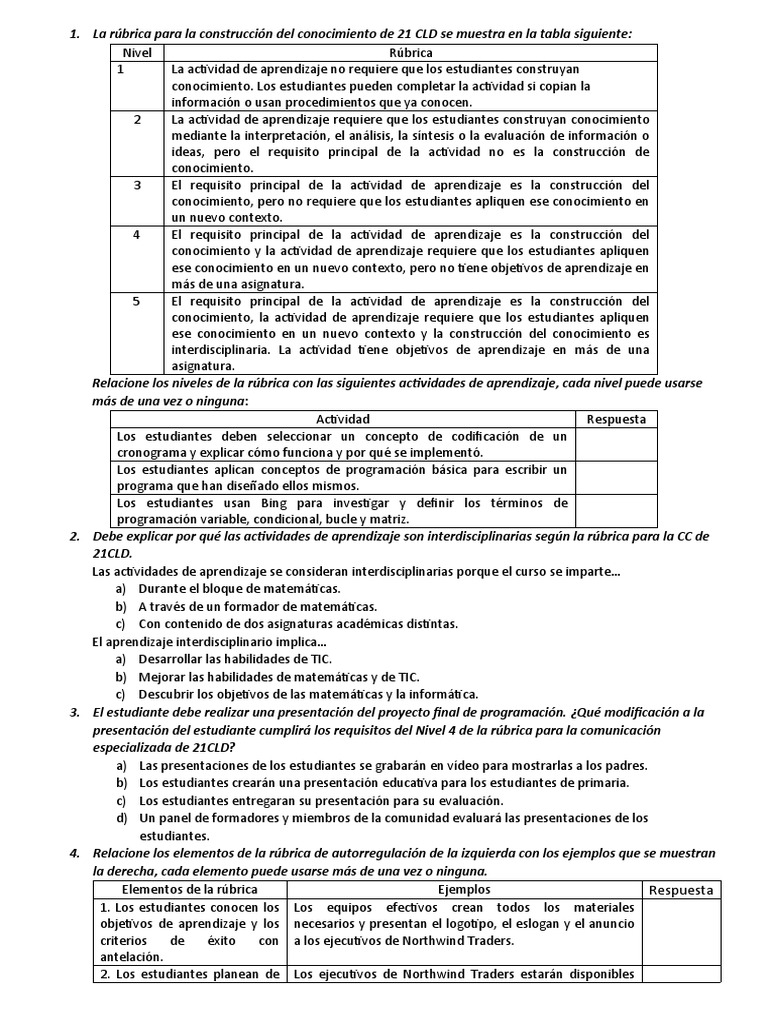 Examen Mce | PDF | Aprendizaje | Rúbrica (Académica)