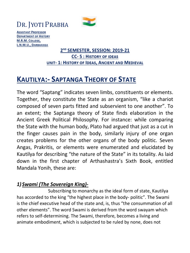 Kautilya's Saptanga Theory of the State: An Analysis of the Seven ...