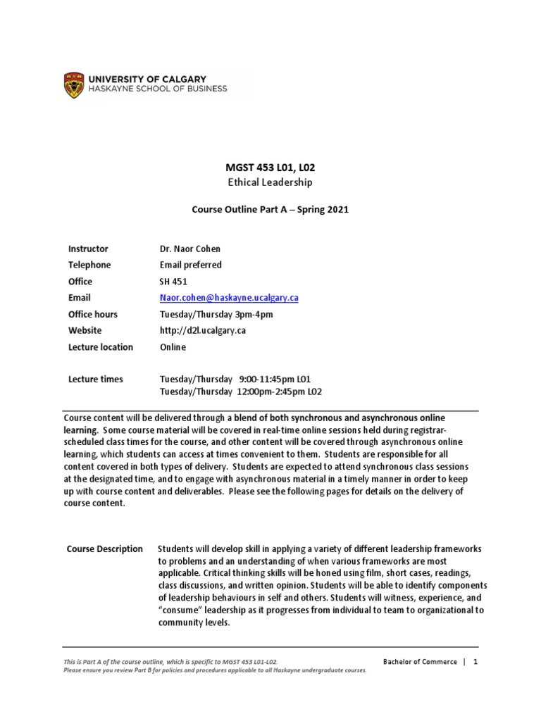 Spring21 - MGST 453 L01 - Part A - N. Cohen - v3 | PDF | Academic ...