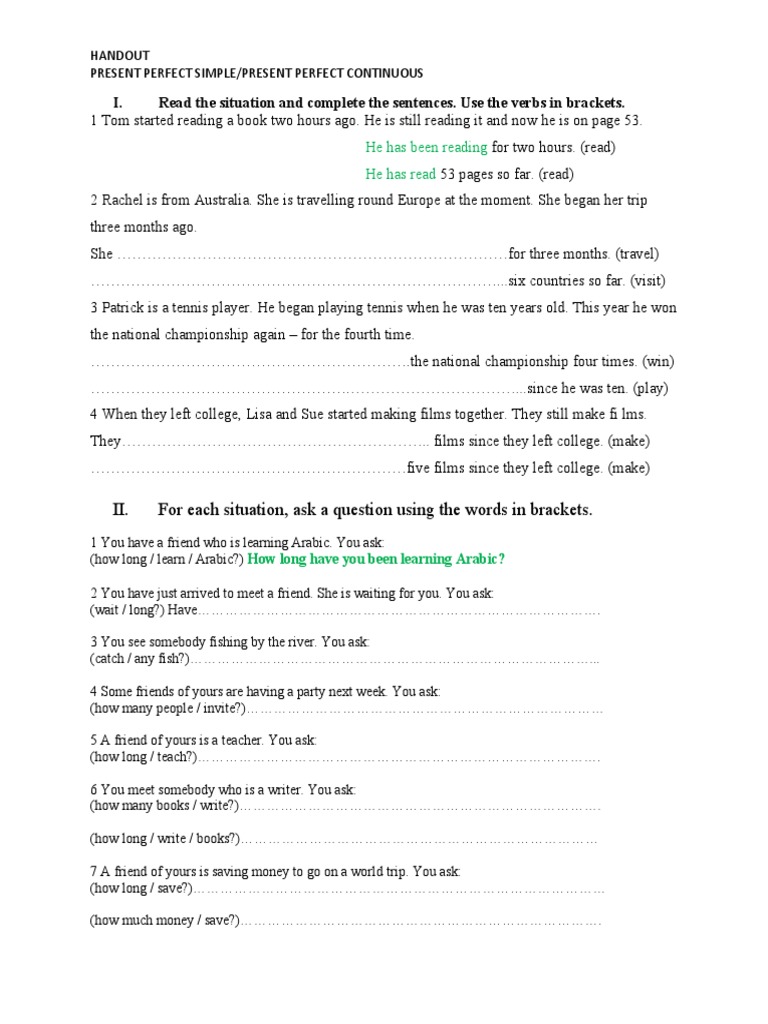 Handout 1 Present SimpleContinuous FCE | PDF