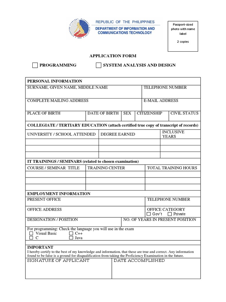 Application Form-Dict-Ict-Prof | PDF
