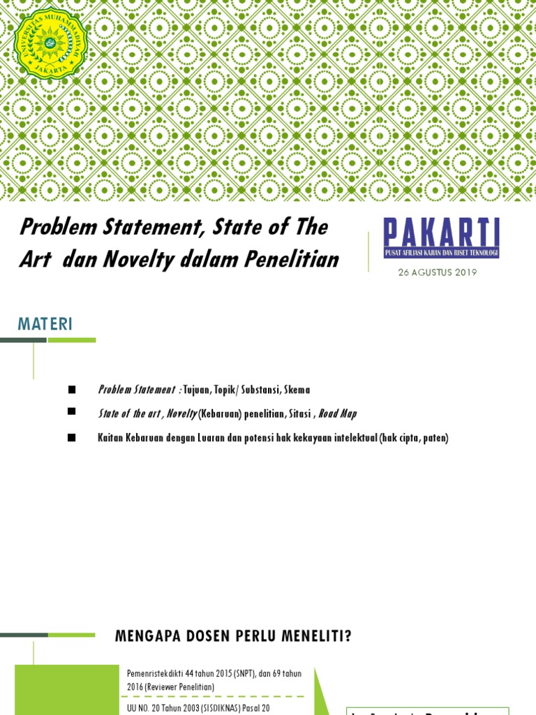 State of The Art Dan Novelty Penelitian. PAKARTI 26.08.2019 | PDF ...