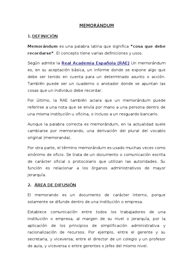 MEMORÁNDUM | PDF | Memorándum