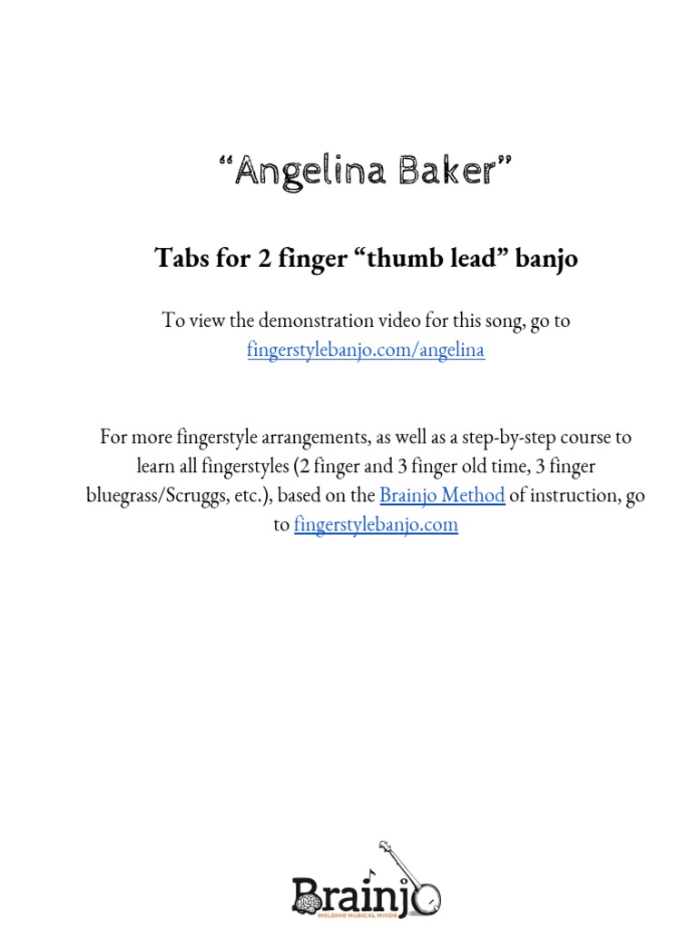Banjo Tab 2 Finger For Angelina Baker | PDF