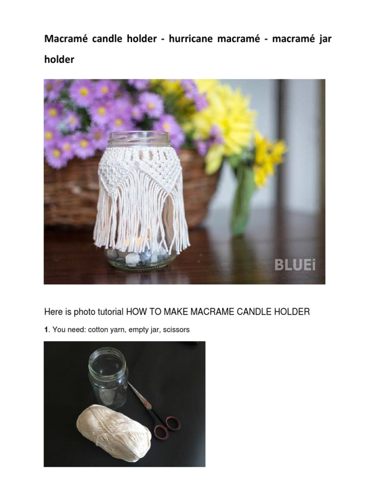 Macrame Candle Tutorial | PDF | Knot | Ropework