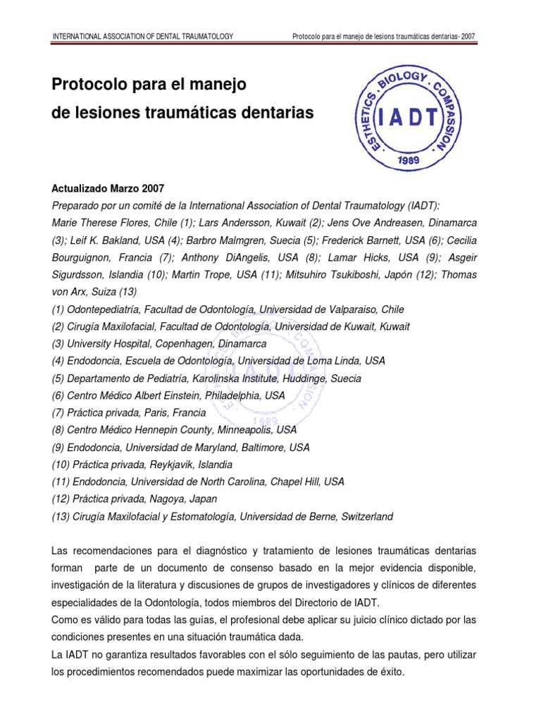 Protocolo Fracturas Iadt | PDF | Diente | Esmalte de dientes
