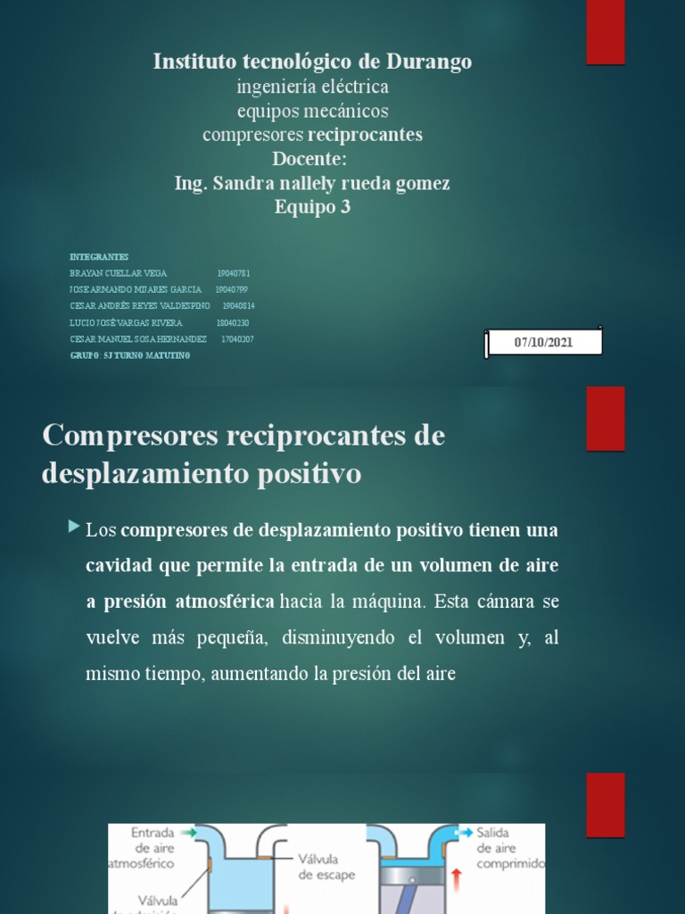 Funcionamiento de Un Compresor Reciprocante | PDF | Gases | Pistón