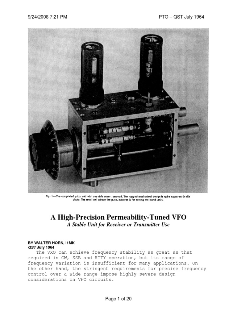 A High-Precision Permeability-Tuned VFO: A Stable Unit for Receiver or ...