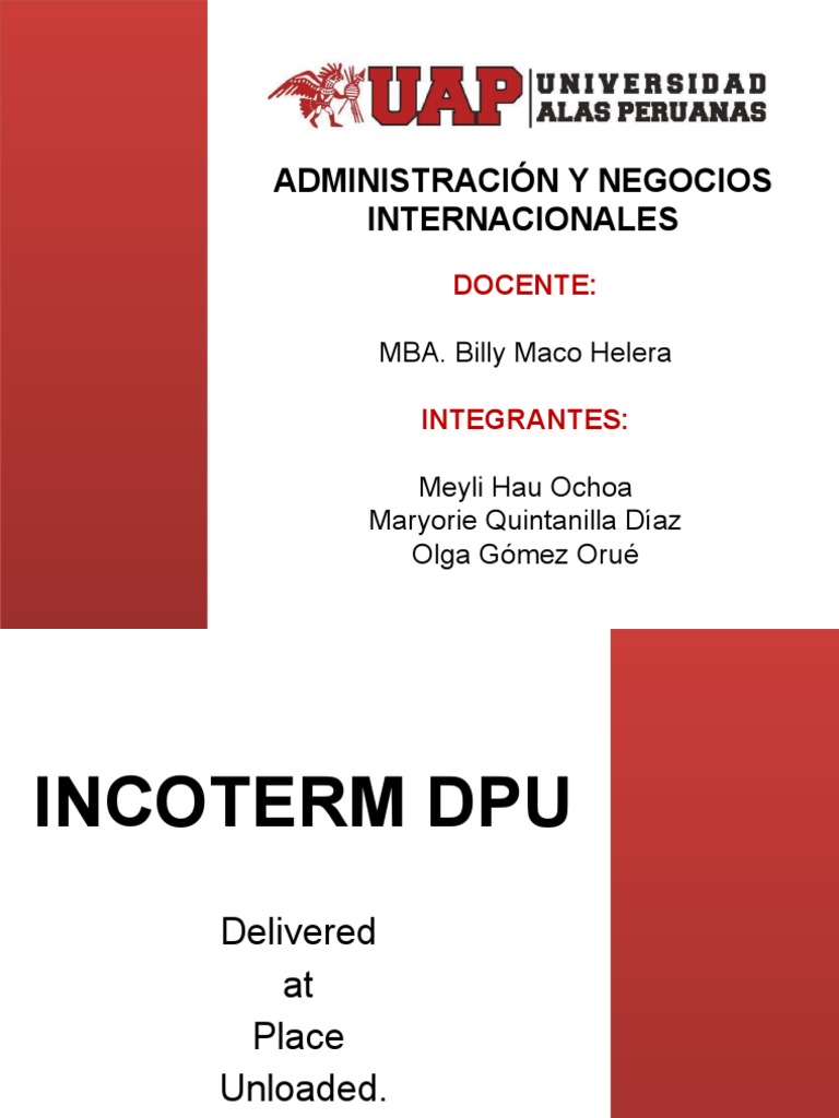 Guía Completa del INCOTERM DPU | PDF | Procesos de negocio | Gestión de la cadena de suministro
