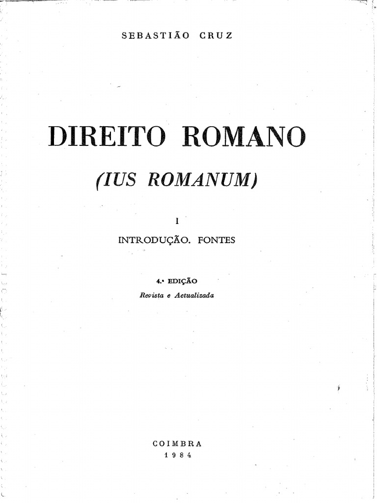 Direito Romano (Ius Romanum) by Sebastião Cruz | PDF