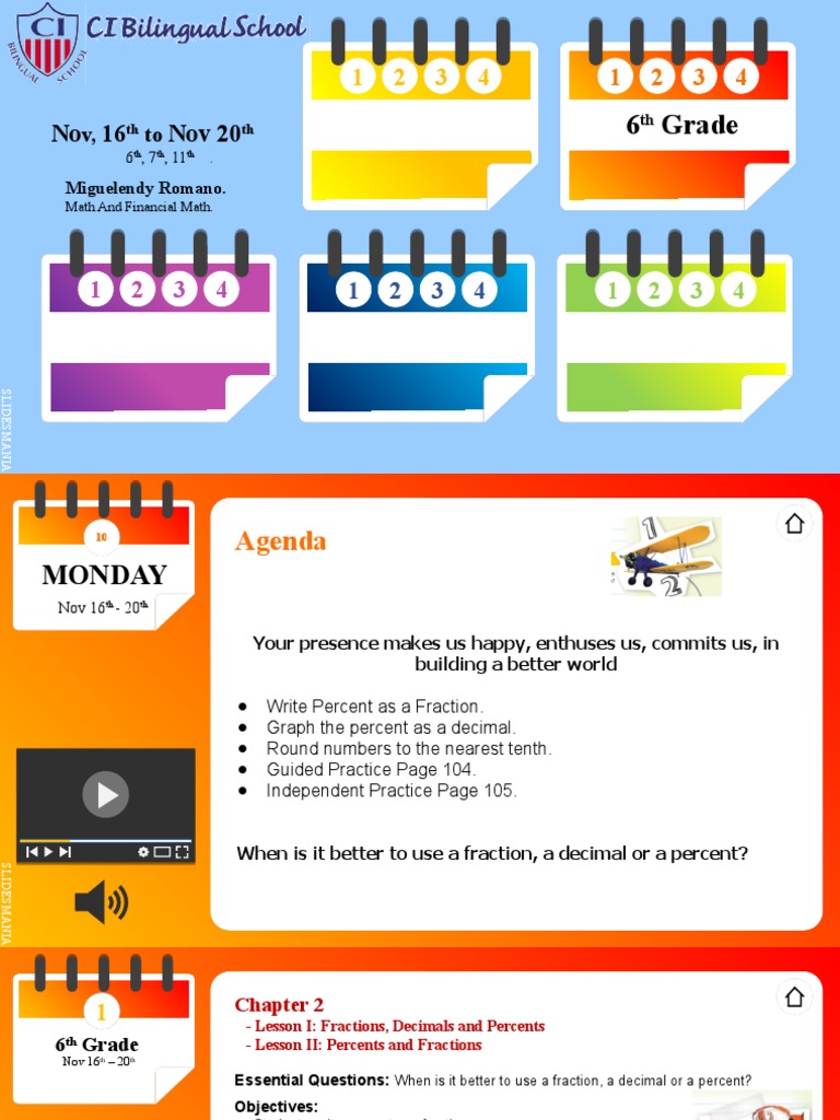 CIBS-WEEKLY PLAN - Nov 16 To Nov 20 6th Grade | PDF | Mathematics