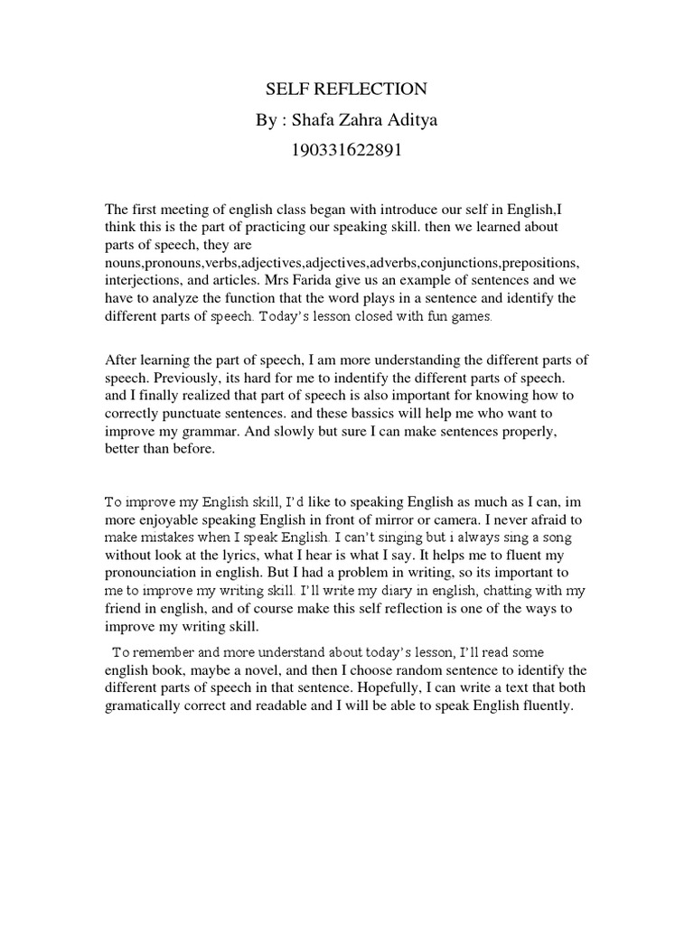 Self-Reflection on English Learning | PDF