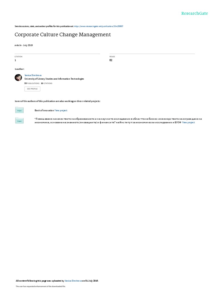 Corporate Culture Change Management | PDF | Organizational Culture | Strategic Management