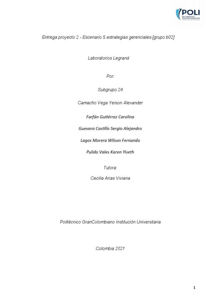 Entrega Proyecto 2 - Escenario 5 ESTRATEGIAS GERENCIALES - (GRUPO B02) | PDF | Marketing ...