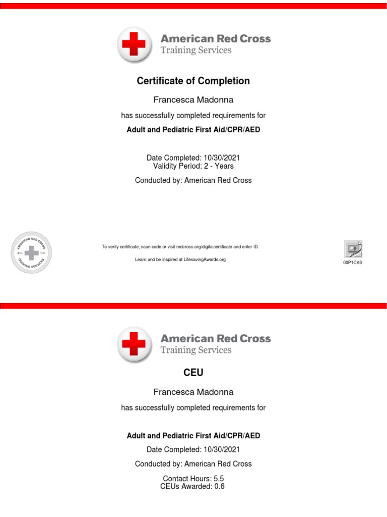 Red Cross Certificate 8 | PDF | Wellness | Science & Mathematics