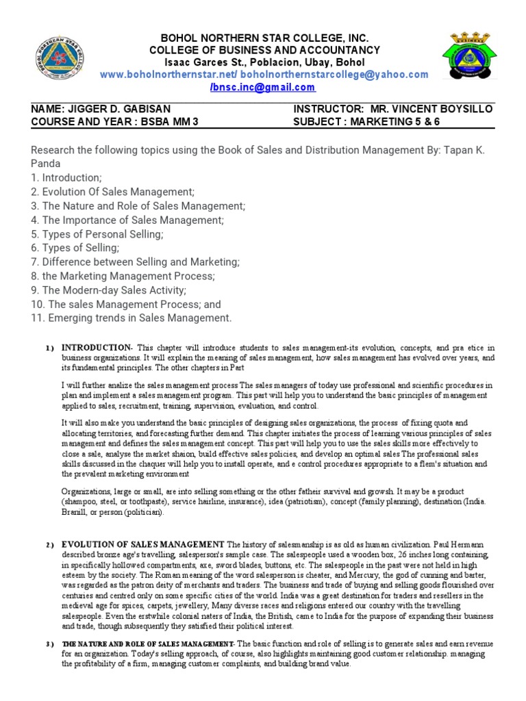 Lesson-1, Introduction To Sales Management | PDF | Sales | Marketing