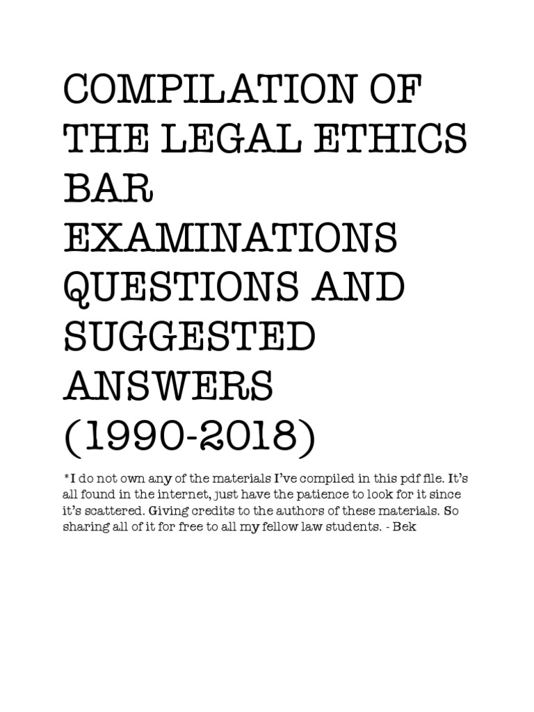 Legal Ethics Bar Exam Q&A Compilation | PDF