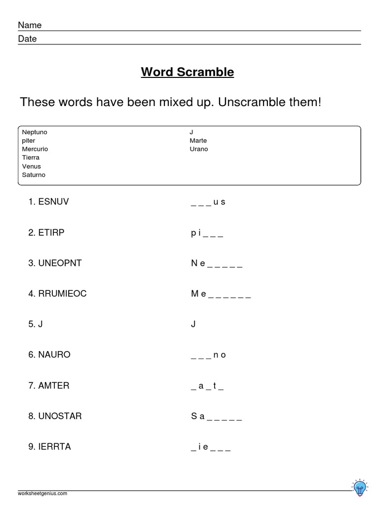 Word Scramble: These Words Have Been Mixed Up. Unscramble Them! | PDF