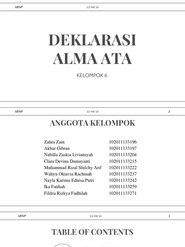 Tujuan dan Sejarah Deklarasi Alma Ata | PDF