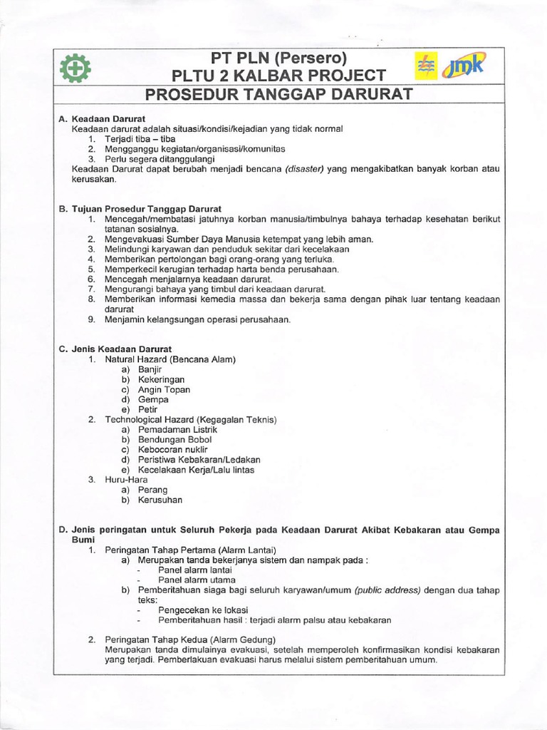 Prosedur Tanggap Darurat | PDF