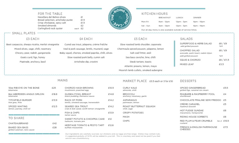 RHC Launch Menu | PDF | Sausage | French Fries