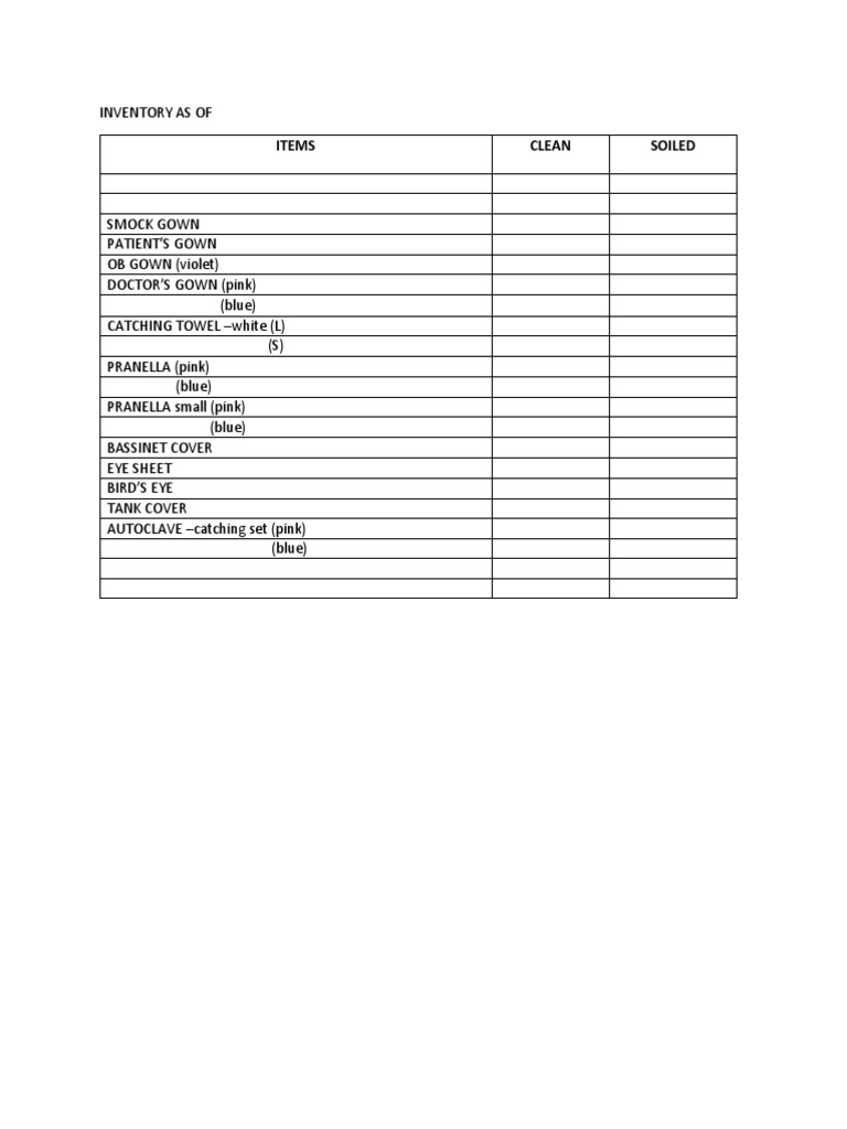 Linen Inventory Form | PDF