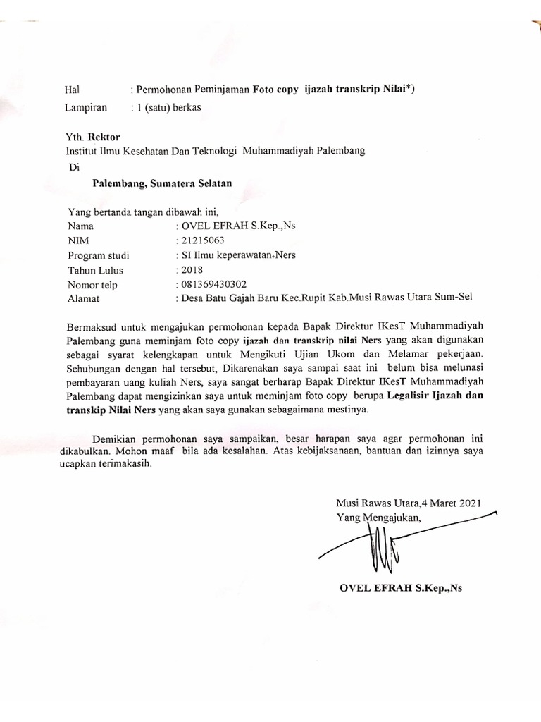 Surat Permohonan Ke Rektor | PDF