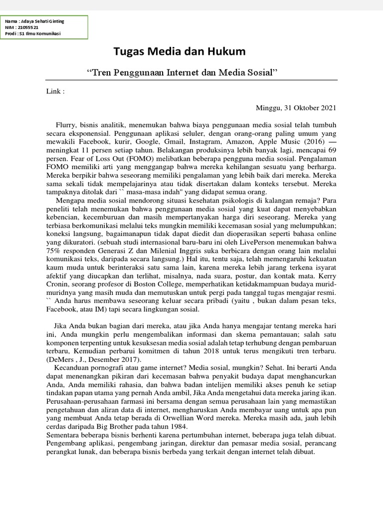 Tugas Media Dan Hukum Essay - En.id 1 | PDF