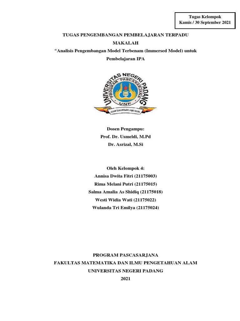 Analisis Model Pembelajaran Immersed | PDF