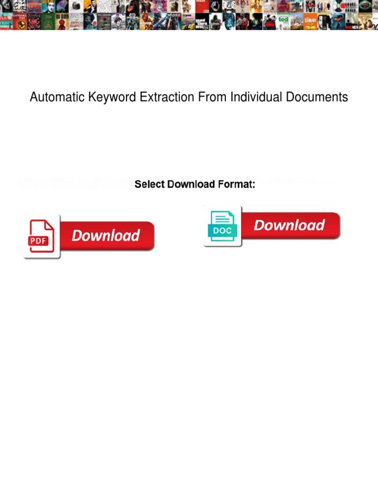 Automatic Keyword Extraction From Individual Documents Pdf Search Engine Optimization