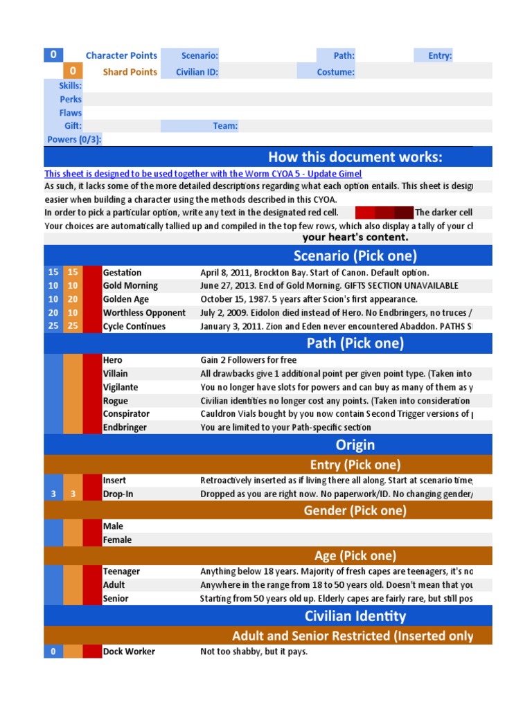 Worm Cyoa 5 Character Sheet V1 3 Pdf