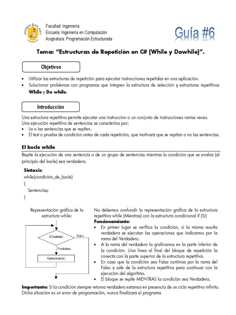 Tema - Estructuras de Repetición en C# (While y Dowhile) . | PDF | C Sharp (lenguaje de ...
