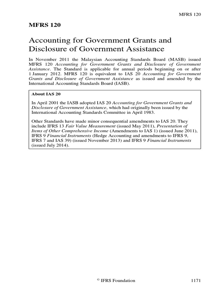 BV2018 - MFRS 120 Standard | PDF | International Financial Reporting ...