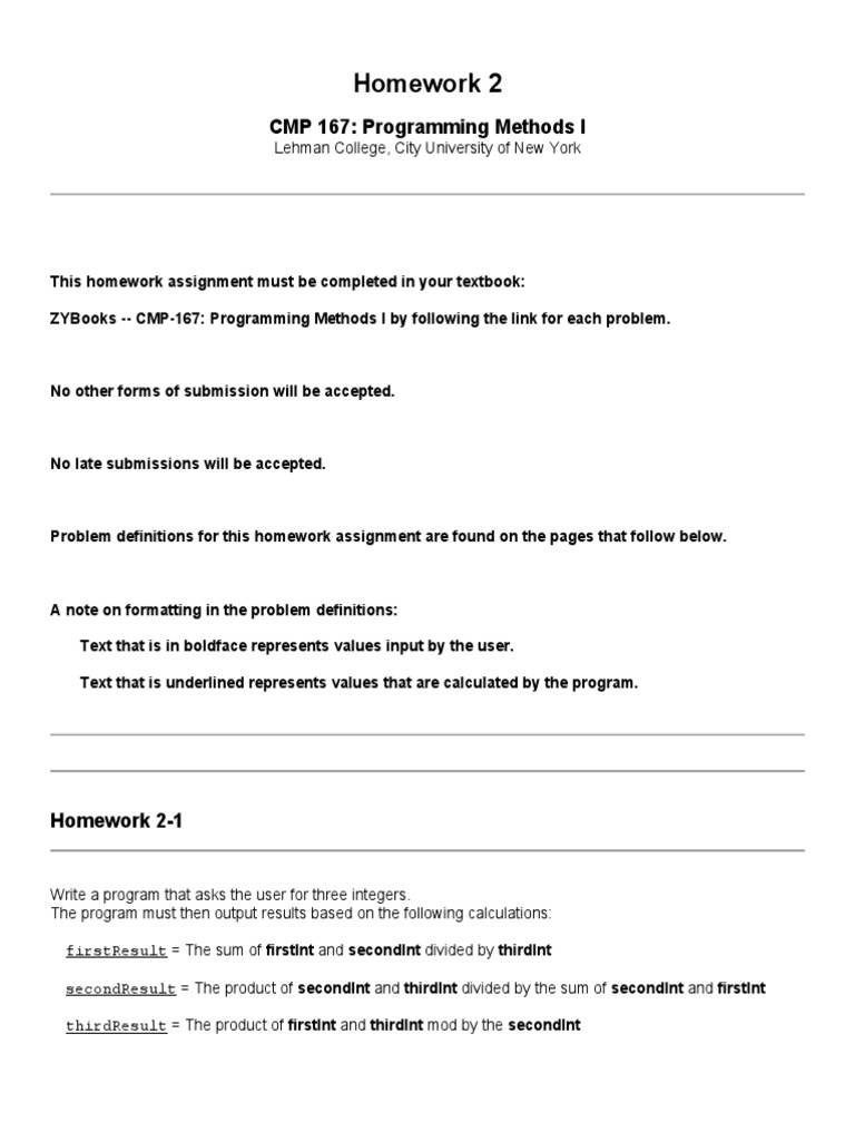 Homework 2: CMP 167: Programming Methods I | Download Free PDF | Foot ...