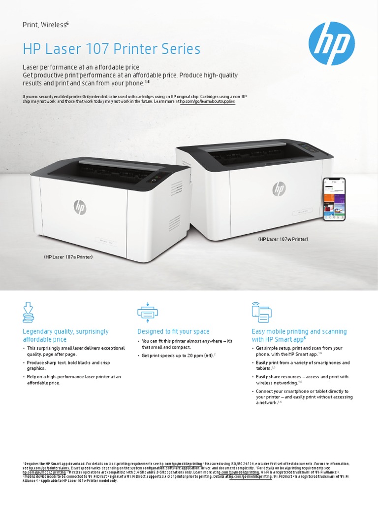 HP Laser 107A Printer | PDF | Printer (Computing) | Wi Fi