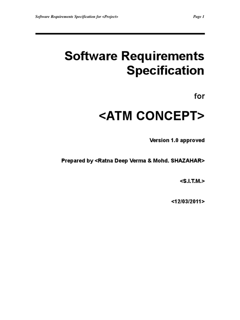Software Requirements Specification | PDF | Automated Teller Machine | Personal Identification ...