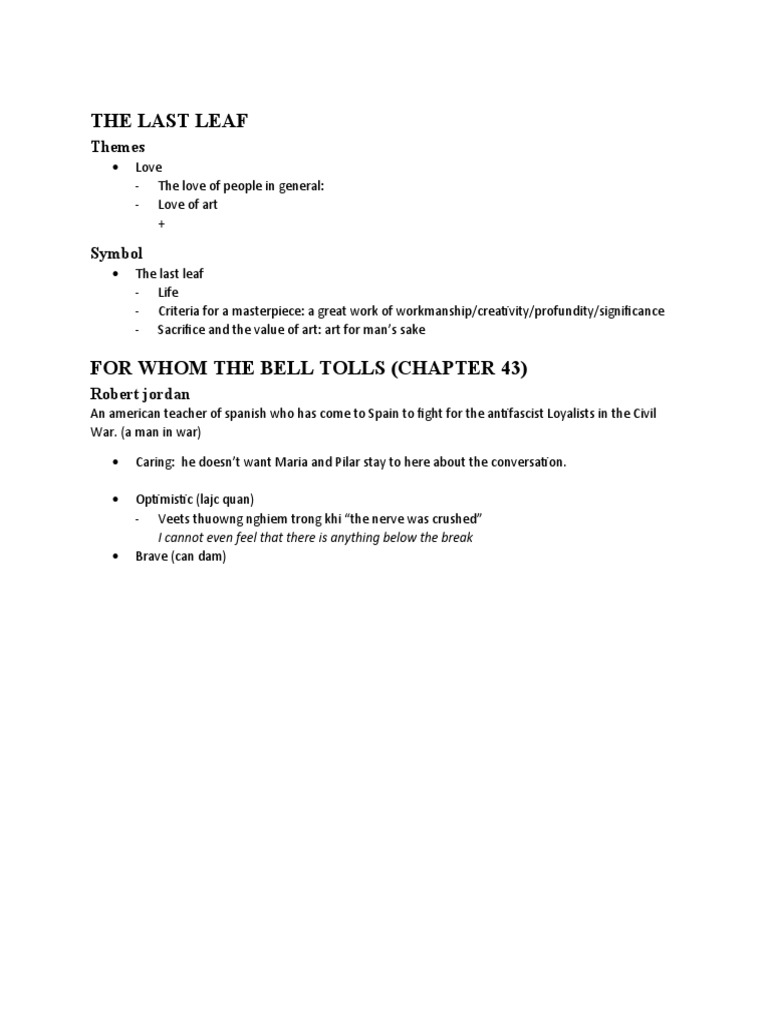 The Last Leaf: Themes | PDF