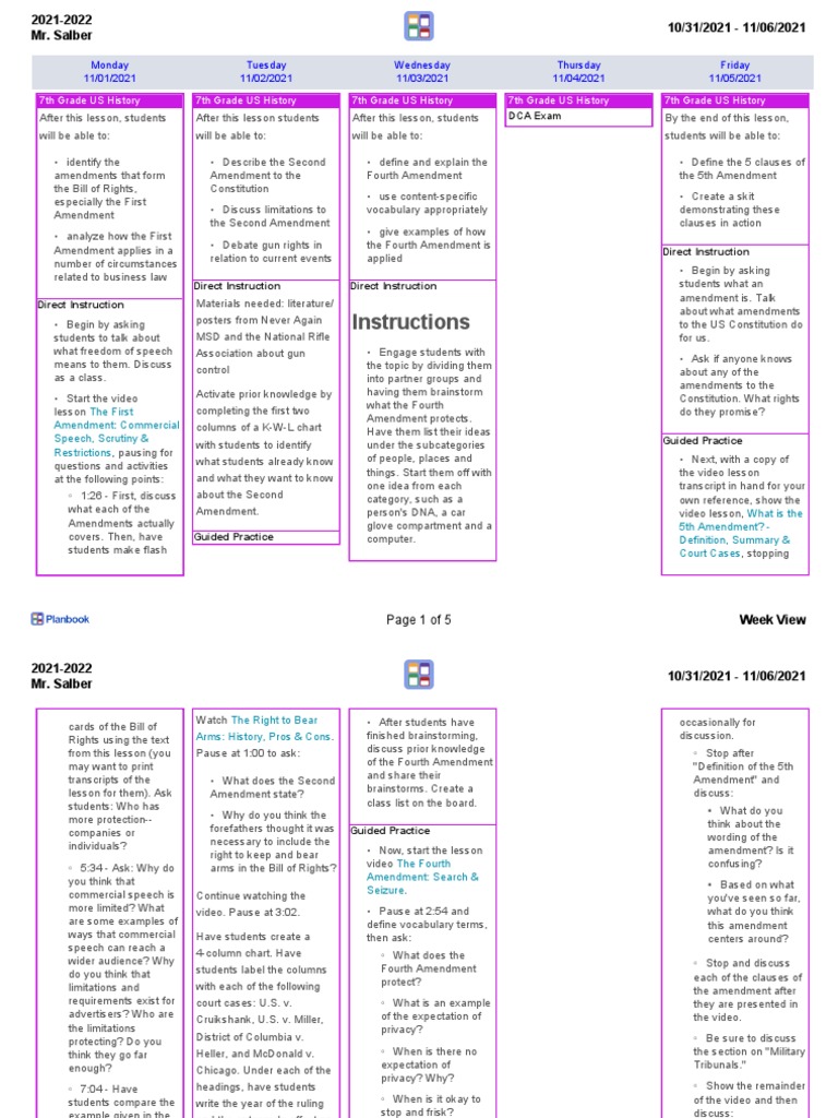 7th Grade US History Lesson Plans Q2 Week 4 | PDF | United States Bill ... 7th Grade US History Lesson Plans Q2 Week 4 | PDF | United States Bill ...