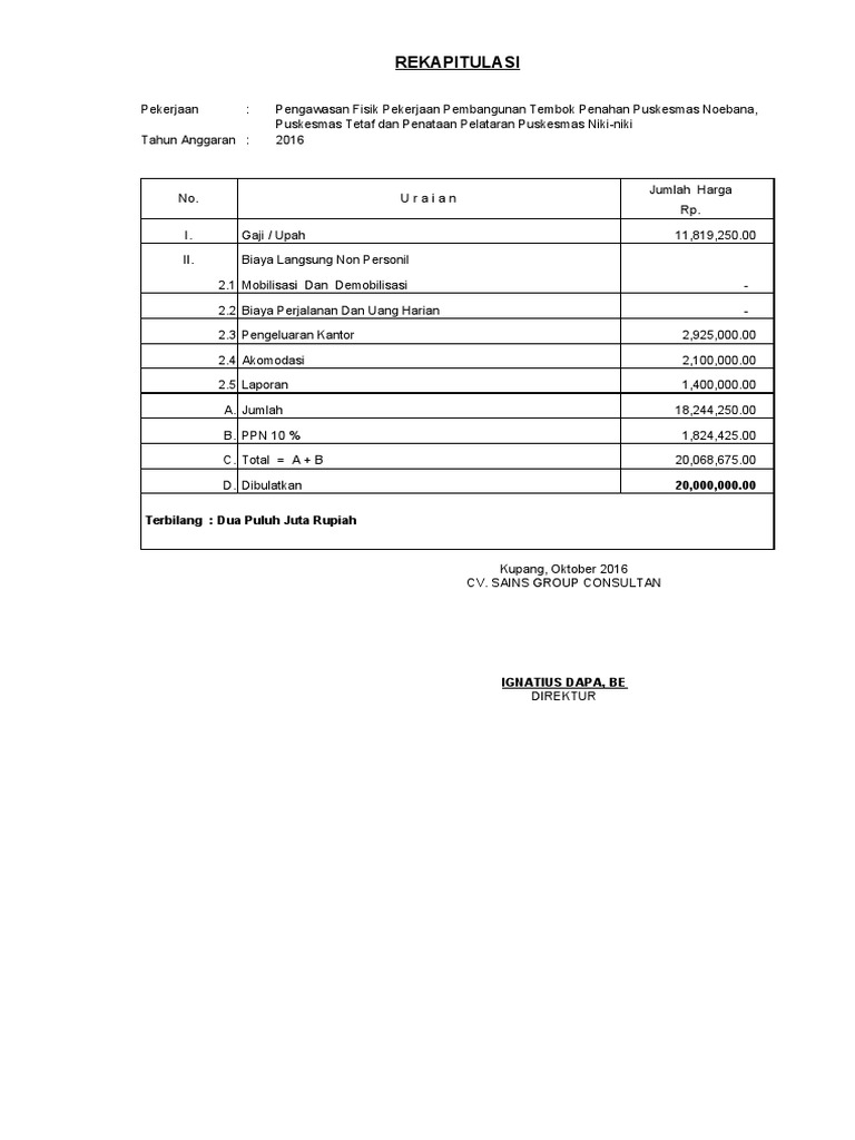 RAB Pengawasan Tambahan Kesehatan | PDF