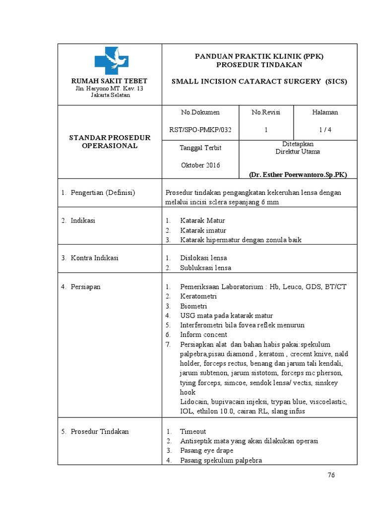 SPO 32 Hal 76-77SMALL INCISION CATARACT SURGERY (SICS) | PDF