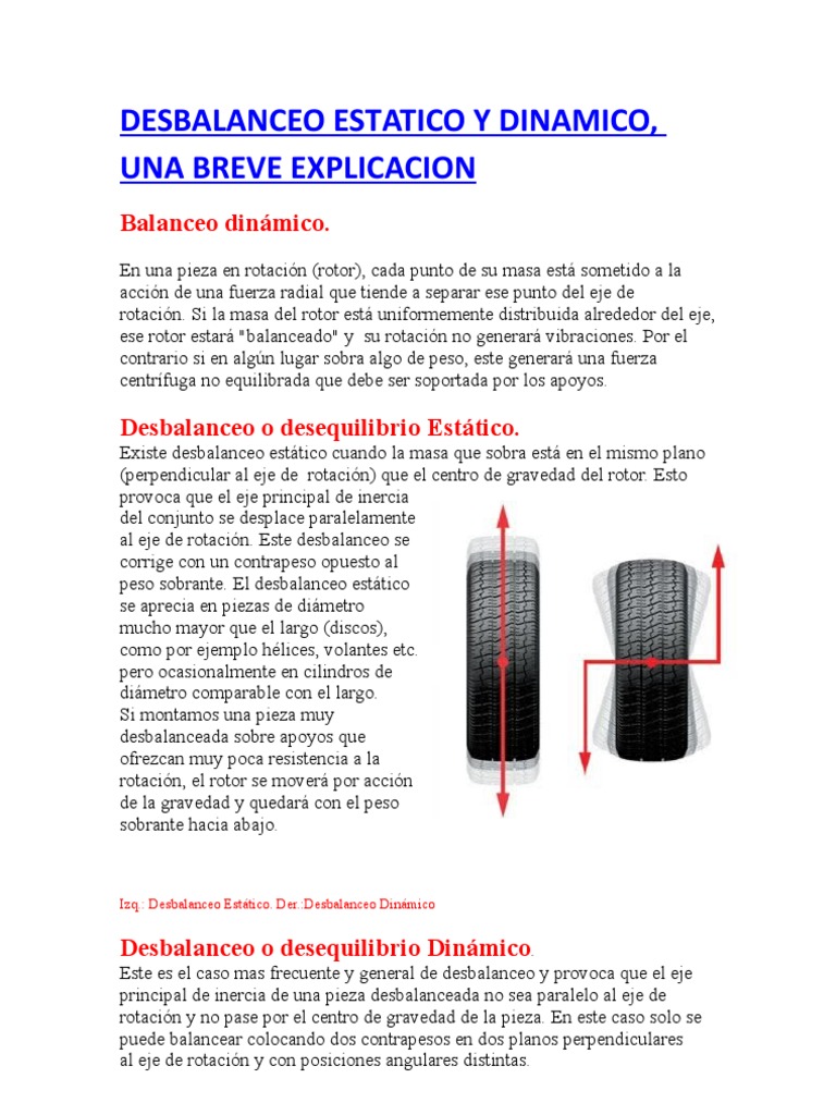 Desbalanceo Estatico y Dinamico, Una Breve Explicacion | PDF | Mecánica ...