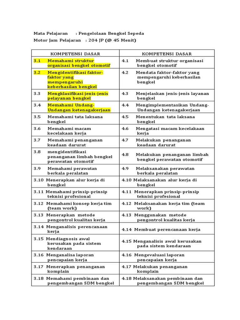 KD 13 Pengelolaan Bengkel Sepeda Motor | PDF