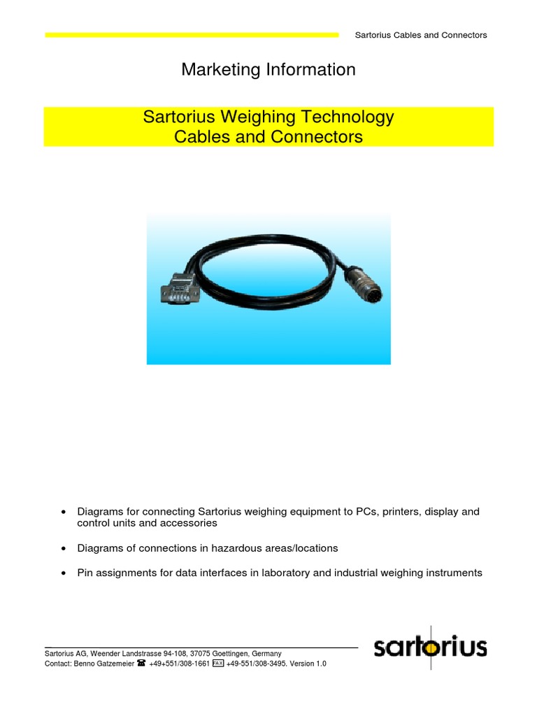 Sartorius ME5 Cables & Connectors Guide | PDF | Electrical Connector ...