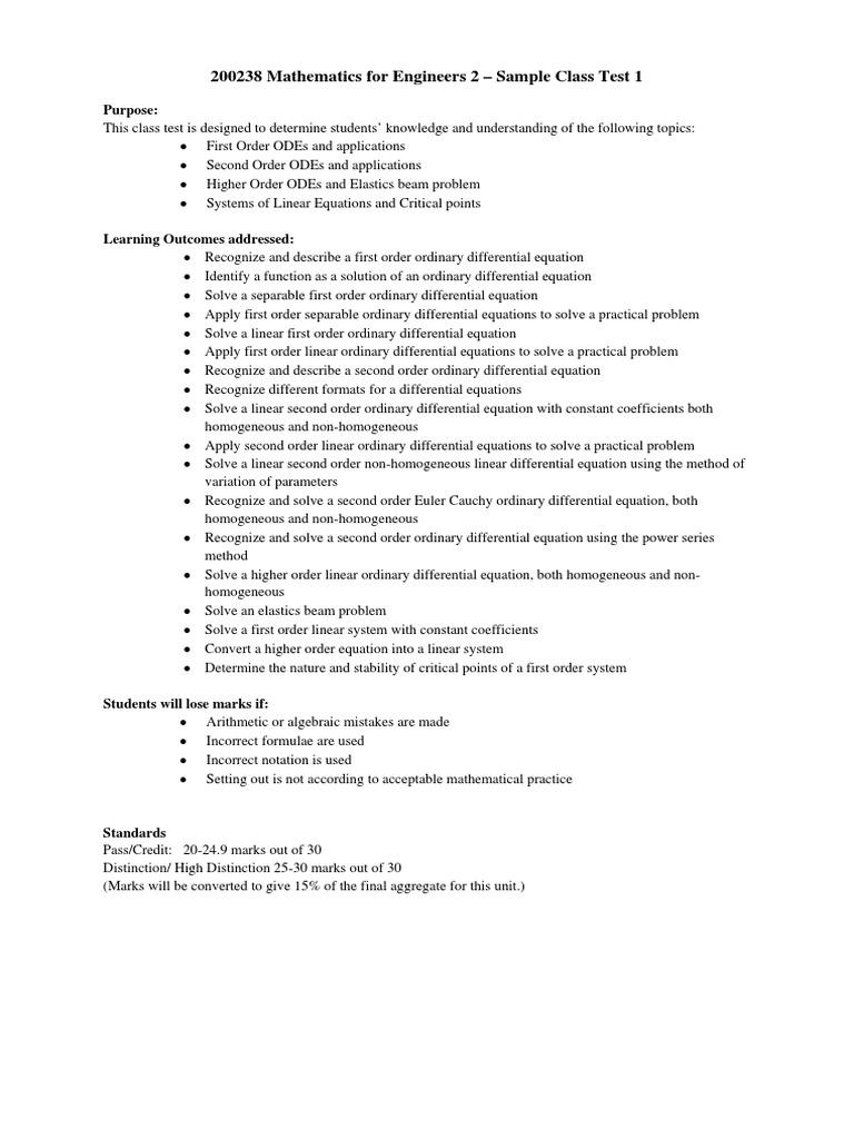 ME2 Class Test 1 Sample & Solns0 | PDF | Ordinary Differential Equation ...