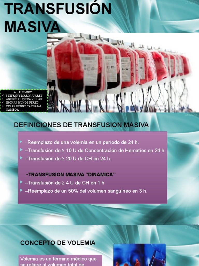 Transfucion Masiva | PDF | Sangre | Transfusión de sangre