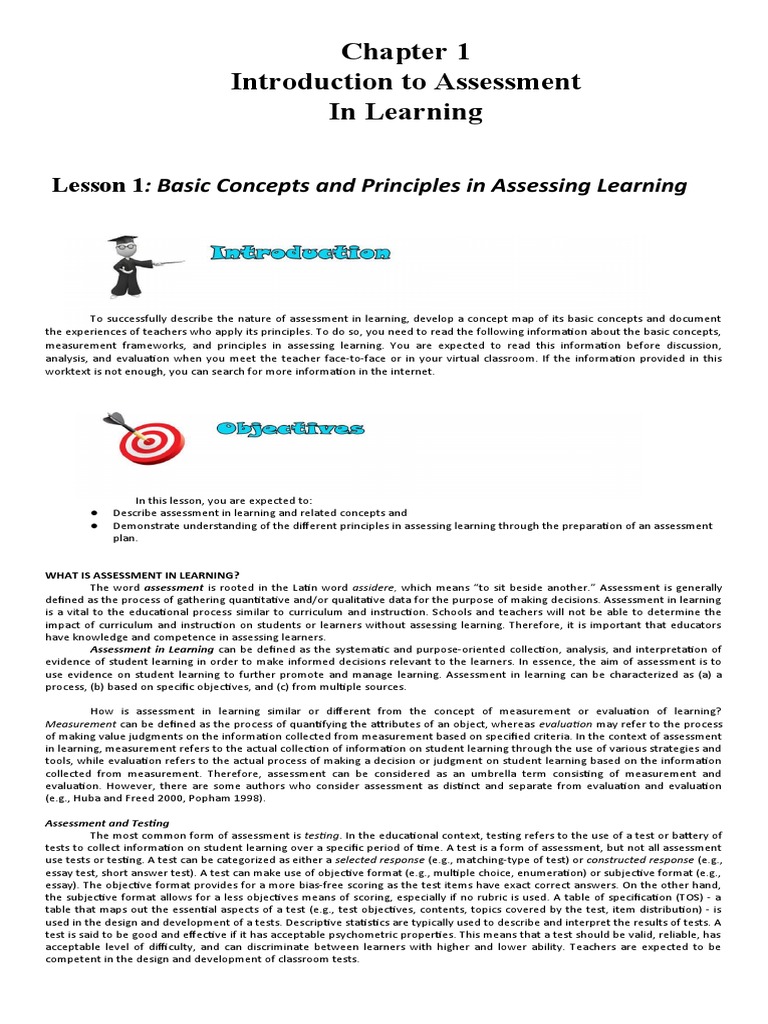 Introduction To Assessment in Learning: Lesson 1: Basic Concepts and Principles in Assessing ...