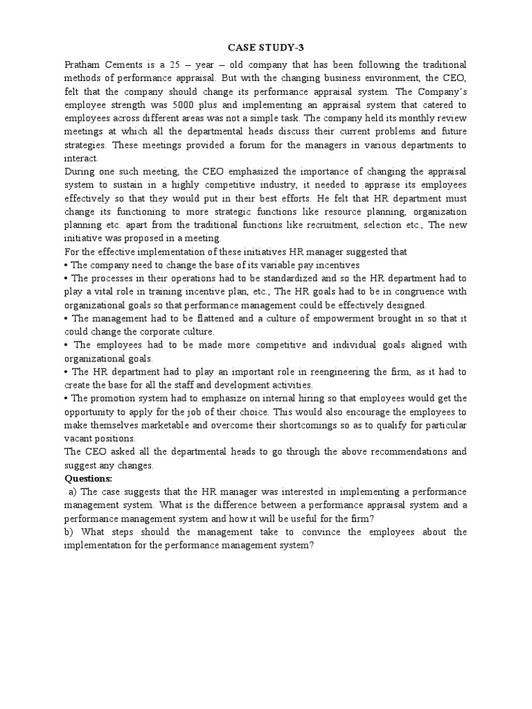 Case Study 3 | PDF | Performance Appraisal | Employment